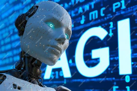 Premium Photo Android Head On Cybernetic Data Background With Word
