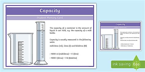 Sixth Class Capacity Fact Cards