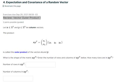 Solved 4 Expectation And Covariance Of A Random Vector A