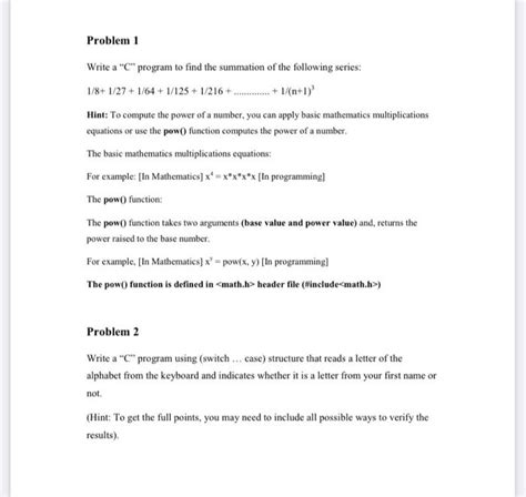 Solved Problem 1 Write A C Program To Find The Summation
