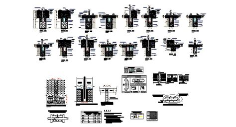 Brick Wall Column Constructive Structure Cad Drawing Details Dwg File