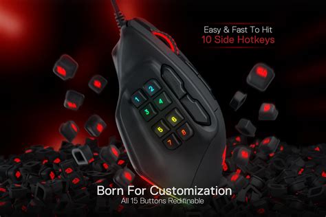 Redragon M811 Aatrox Mmo Gaming Mouse 15 Programmable Buttons Wired
