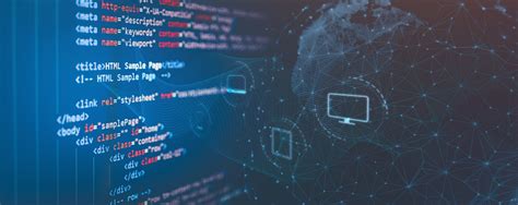 Html Code On Computer Monitor With Global Network Connection Background Html5 Source Code Web