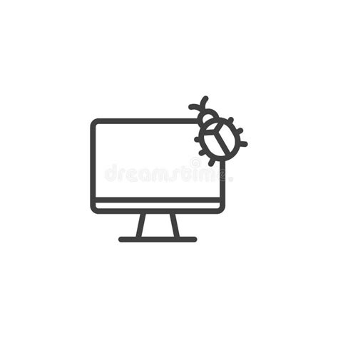 Computer Virus Bug Line Icon Stock Illustration Illustration Of Outline Computer