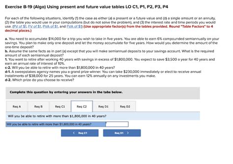 Solved Exercise B 19 Algo Using Present And Future Value