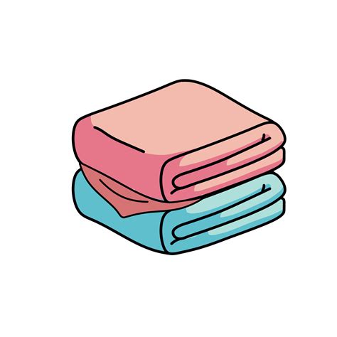 Folded Towel Or Cloth Stack Of Fabric Line Drawing Isolated Cartoon