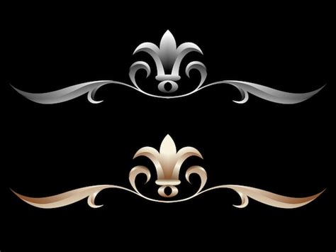 Premium Vector Decorative Elements With Silver And Gold Gradient On A Black Background Separator