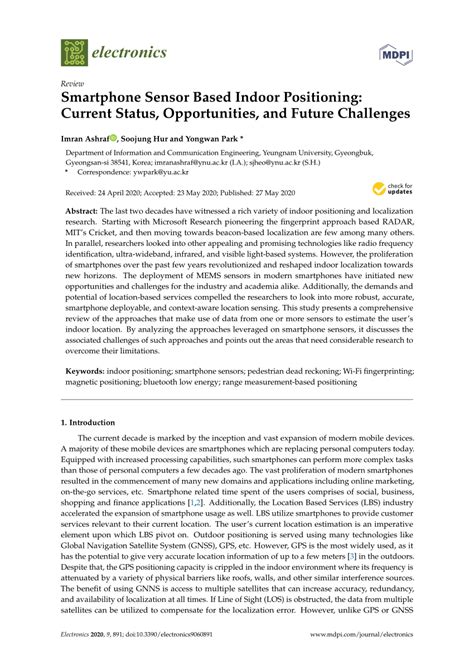 Pdf Smartphone Sensor Based Indoor Positioning Current Status Opportunities And Future