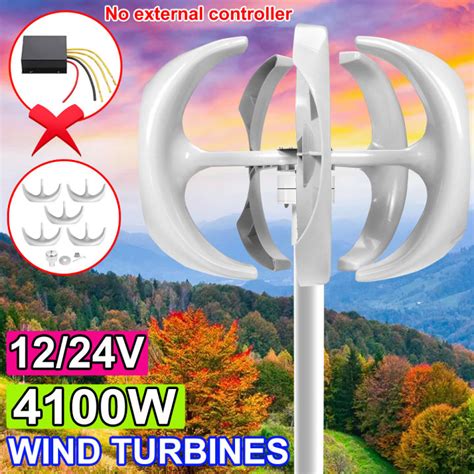 4100w 12v 24v Vertical Axis Wind Turbines Generator Lantern 5 Blades