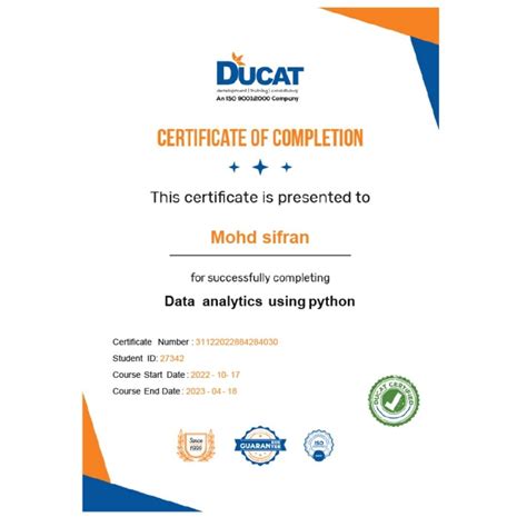 Ducat Sql Dataanalytics Certification Python Mysql Mohd Sifran
