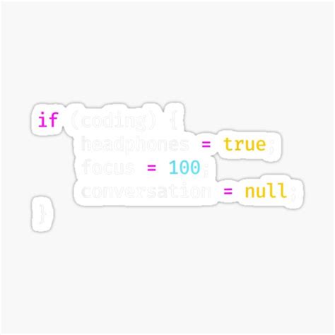 Funny Joke Programming If Coding Headphones Focus Sticker By Amyxacree Redbubble
