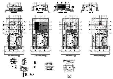 Plan And Elevation Of House Structure Cad Constructive Block Layout Dwg
