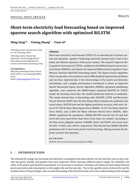 short‐term electricity load forecasting based on improved sparrow search algorithm with