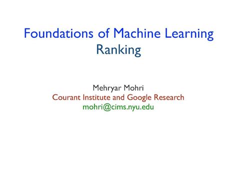 Pdf Foundations Of Machine Learning Ranking Nyu Mohrimlsmlrankingpdfdistribution Over