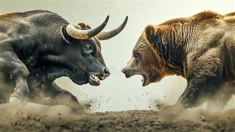 A Bull And Bear Fighting Stock Market Price Trends Bullish Or Bearish