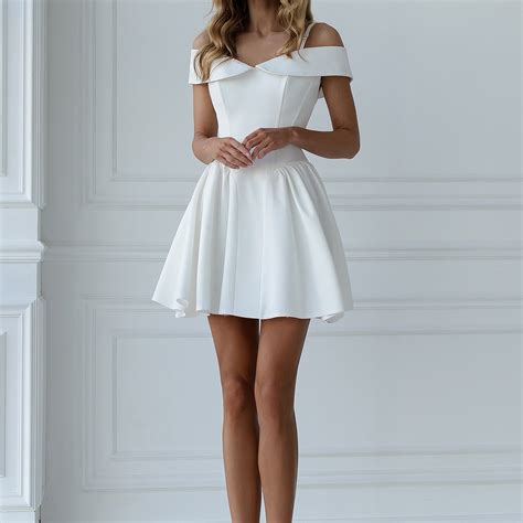 White Off The Shoulder Mini Dress Elagia
