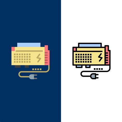 Apc Battery Computer Power Source Icons Flat And Line Filled Icon Set Vector Blue Background