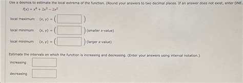 solved use a desmos to estimate the local extrema of the