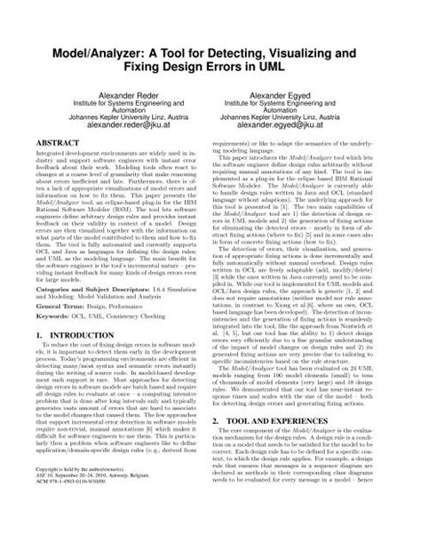 Modelanalyzer A Tool To Detect Visualize And Alexander Egyed