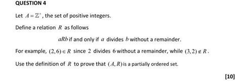 Solved Let A Z The Set Of Positive Integers Define A Chegg