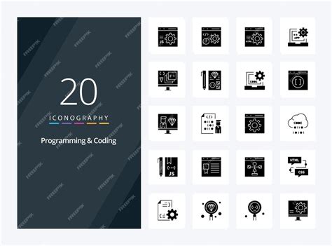 Free Vector 20 Programming And Coding Solid Glyph Icon For Presentation
