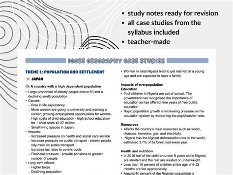 Cie Igcse Geography Case Study Revision Notes Teaching Resources