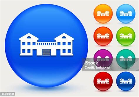 Ilustración De Icono De Condominios En Círculo Brillante Color Botones