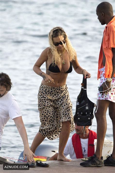 Rita Ora Flashes Underboob Getting Off Of A Boat In Ibiza Aznude