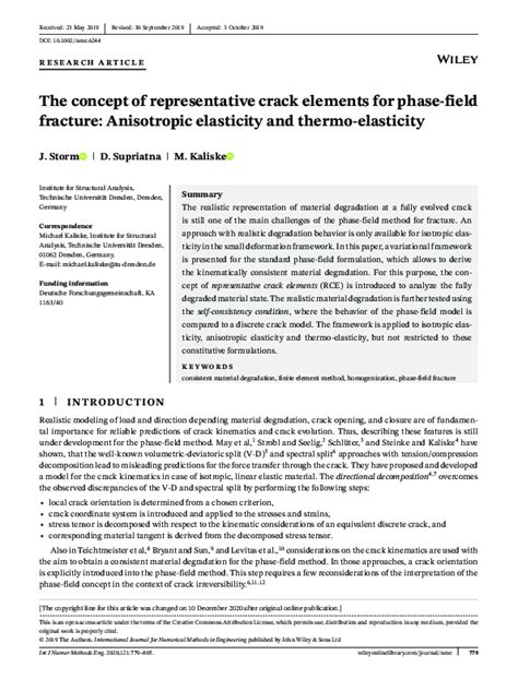 Pdf The Concept Of Representative Crack Elements Rce For Phase‐field Fracture ‐ Anisotropic
