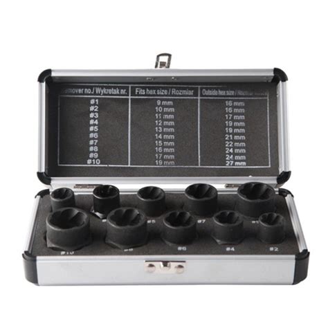10Pcs Damaged Nut Bolt Remover 9 19mm Extractor Removal Tools Set Threading Tool Car Garage
