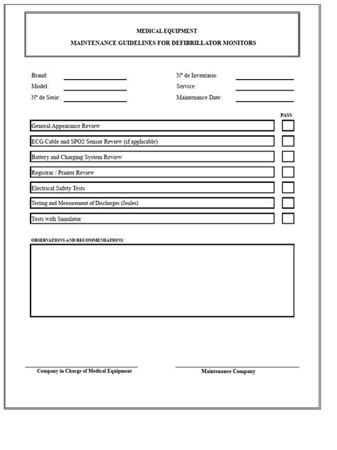 Defibrillator Check List Pdf