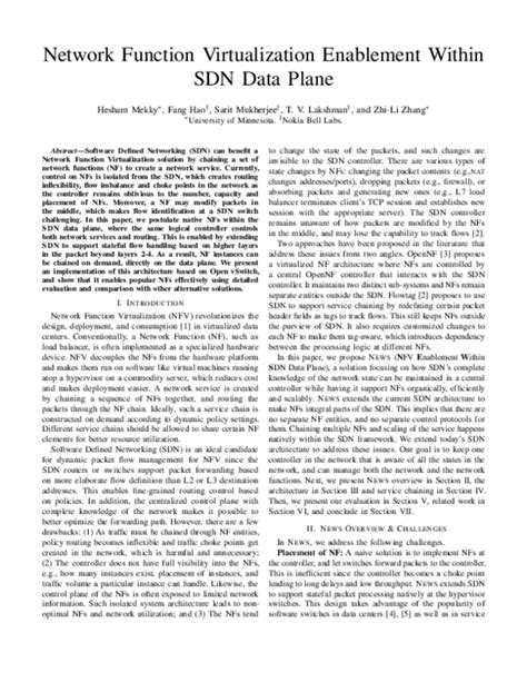Pdf Network Function Virtualization Enablement Within Sdn Data Plane