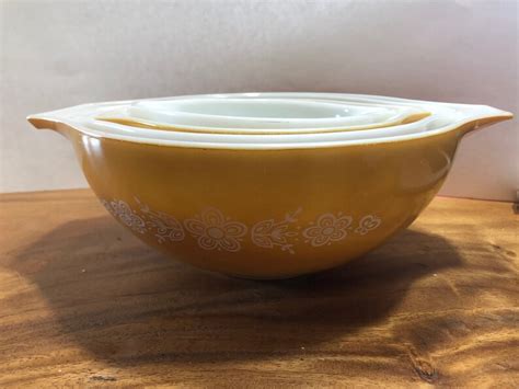 Butterfly Gold Cinderella Pyrex Bowl Set Etsy