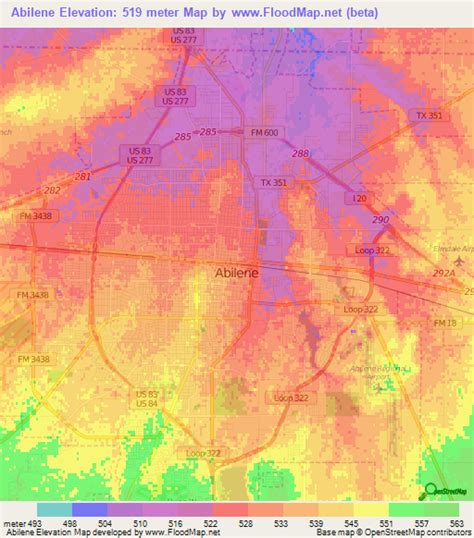 Elevation Of Abileneus Elevation Map Topography Contour