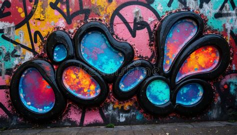 Vibrant Abstract Street Art On A Colorful Urban Wall Stock Illustration Illustration Of