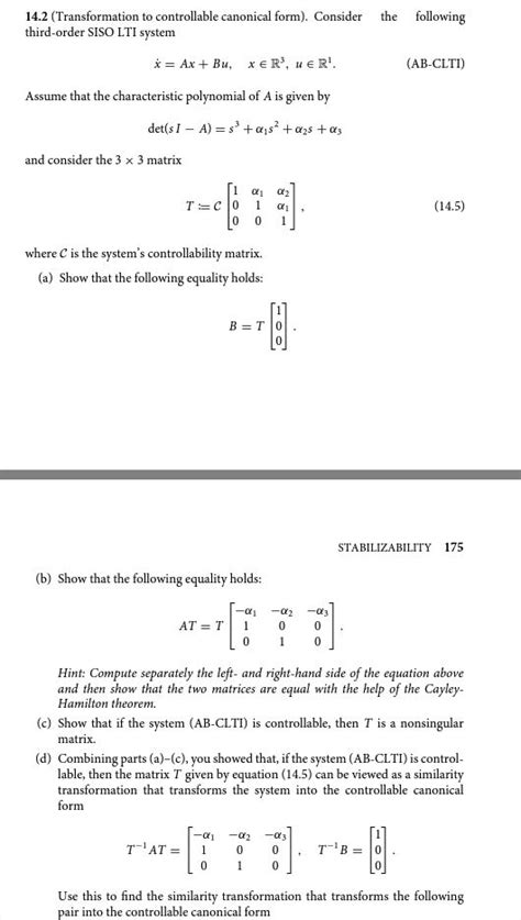 Solved The Following 14 2 Transformation To Controllable