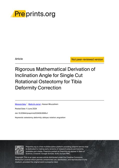Pdf Rigorous Mathematical Derivation Of Inclination Angle For Single Cut Rotational Osteotomy