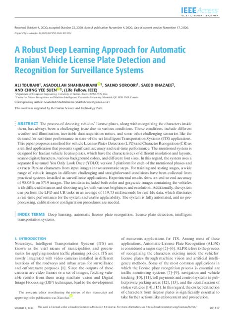 Pdf A Robust Deep Learning Approach For Automatic Iranian Vehicle License Plate Detection And