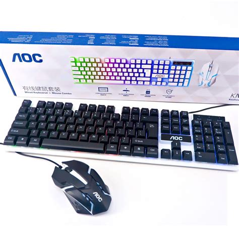 AOC KM100 Luminous Wired Keyboard And Mouse Set Shopee Philippines