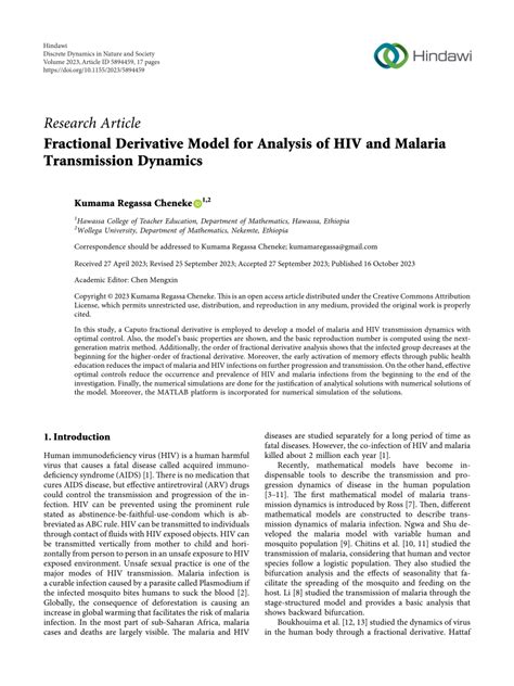 Pdf Fractional Derivative Model For Analysis Of Hiv And Malaria Transmission Dynamics
