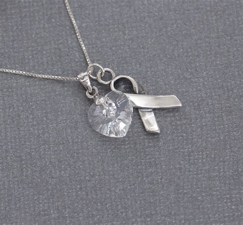 Lung Cancer Awareness Necklace Sterling Silver Swarovski Etsy