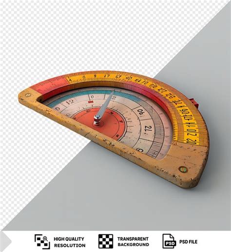 Vintage Protractor With A Needle Pointer On A Grey Background With A Transparent Background