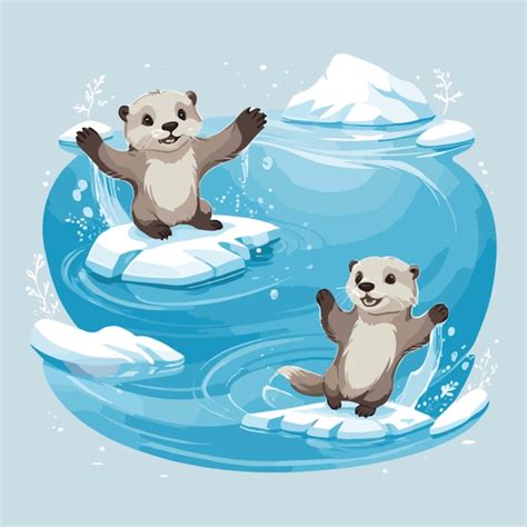 Premium Vector Playful Otters Vector