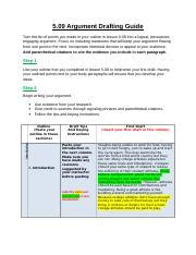 5 09 Argument Drafting Guide Doc 5 09 Argument Drafting Guide Turn The List Of Points You Made