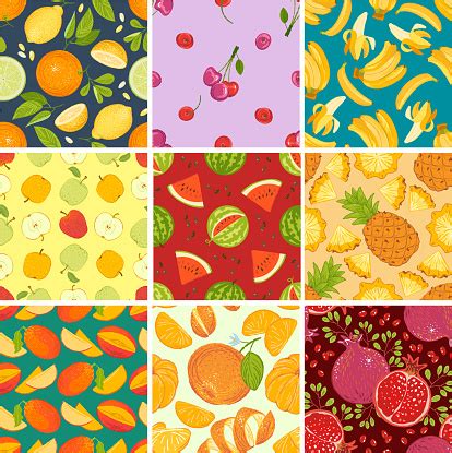 Fruit Pattern Seamless Vector Fruity Background And Fruitful Exotic