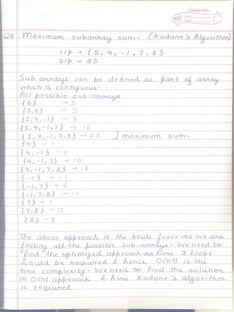 Maximum Subarray Sum Kadanes Algorithm Pdf