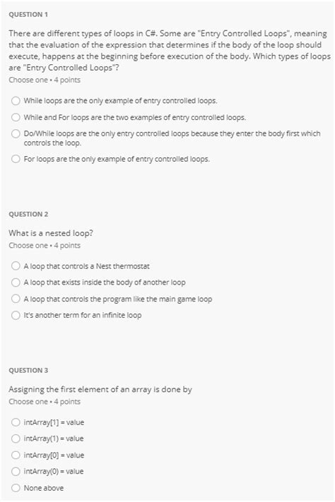 Solved Question 1 There Are Different Types Of Loops In C