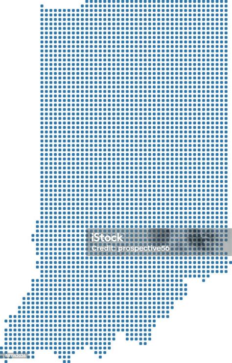 매우 상세한 인디애나 지도 점입니다 인디애나 주의 미국의 지도 벡터 개요를 점선 블루 그림 배경에서 Pixelated 인디애나 미국 주 지도 0명에 대한 스톡 벡터 아트 및