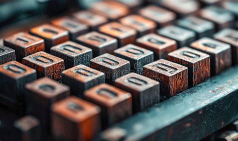 Detailed Macro View Of Old Typewriter Keys Showing Textured Weathered