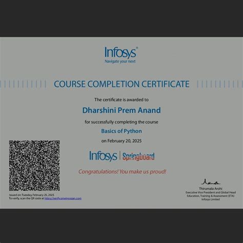 Excited To Share That I Have Successfully Completed The Basics Of Python Course From Infosys